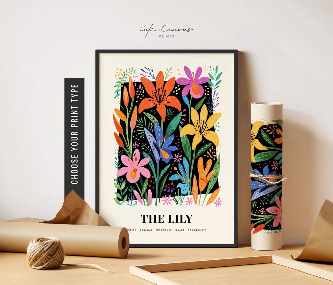 Colorful Lily Flower Art Vibrant Floral Wall Art Cute Lilies Art Print ...