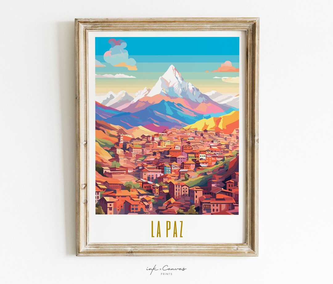 La Paz Bolivia Art Print La Paz Travel Poster Bolivia Wall Art ...