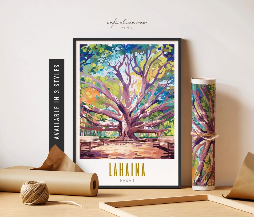 Lahaina Banyan Tree Print Lahaina Strong Maui Art Lahaina Travel Poster ...