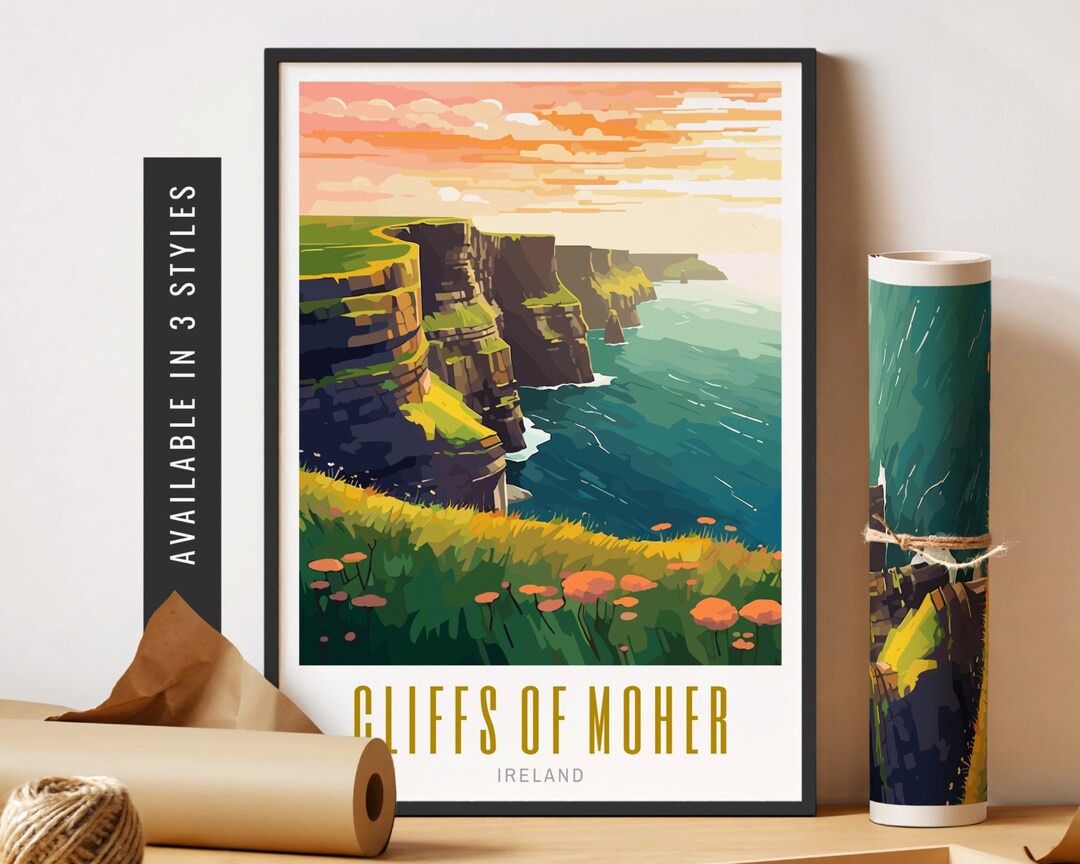 Cliffs of Moher Art Print Ireland Landscape Wall Art Cliffs of Moher ...