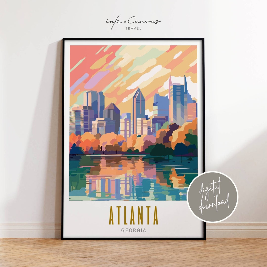 Atlanta Travel Poster Georgia Print Piedmont Park Atlanta Skyline ...