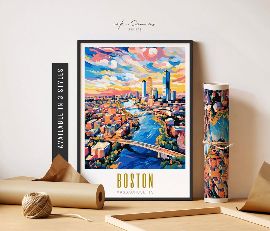Boston Massachusetts Print Boston City Skyline Poster Boston Art Print ...