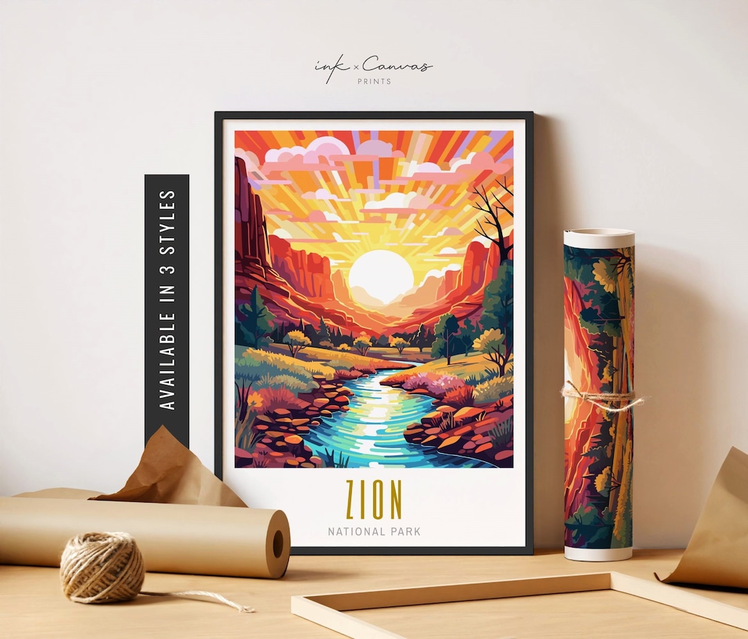 Zion National Park Poster Zion National Park Art Print Zion Poster ...