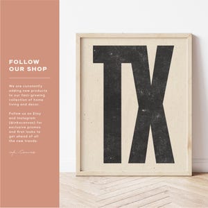 Custom State Initials Print Texas Typography Art Print Rustic Western ...