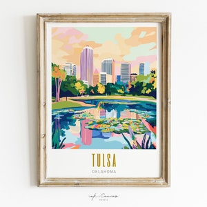 Tulsa Oklahoma Art Print Travel Destination Art Retro City Print Tulsa ...