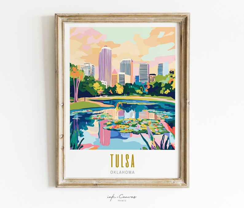 Tulsa Oklahoma Art Print Travel Destination Art Retro City Print Tulsa ...