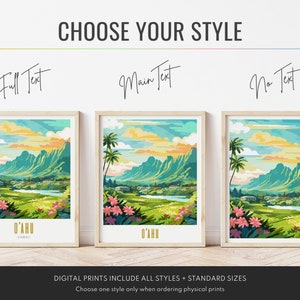 Oahu Hawaii Poster Ko'olau Mountain Range Oahu Wall Art Hawaiian Print ...