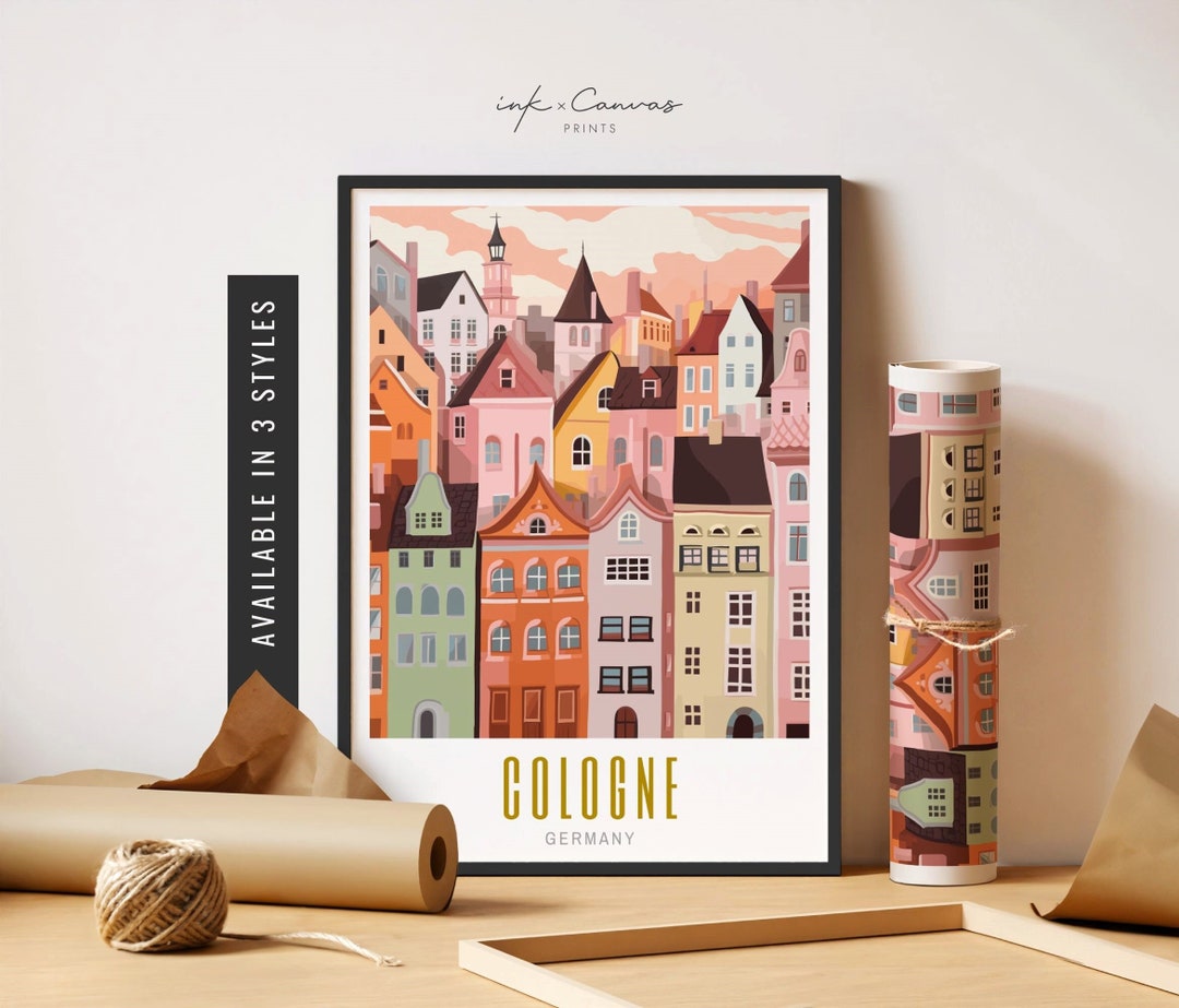 Cologne Germany Art Print Cologne Travel Poster Retro Cologne City ...