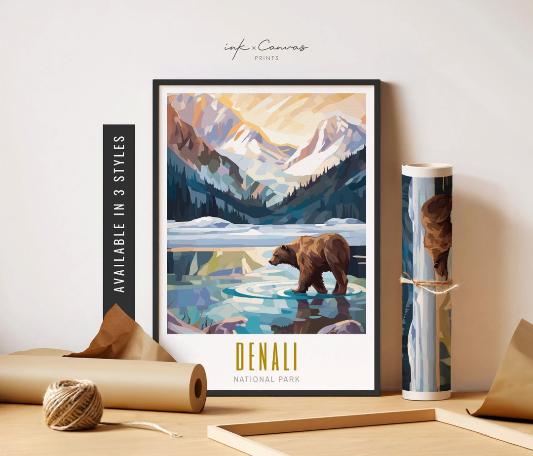 Denali National Park Poster Denali Mountain Wall Art Denali Alaska ...