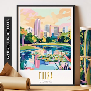 Tulsa Oklahoma Art Print Travel Destination Art Retro City Print Tulsa ...
