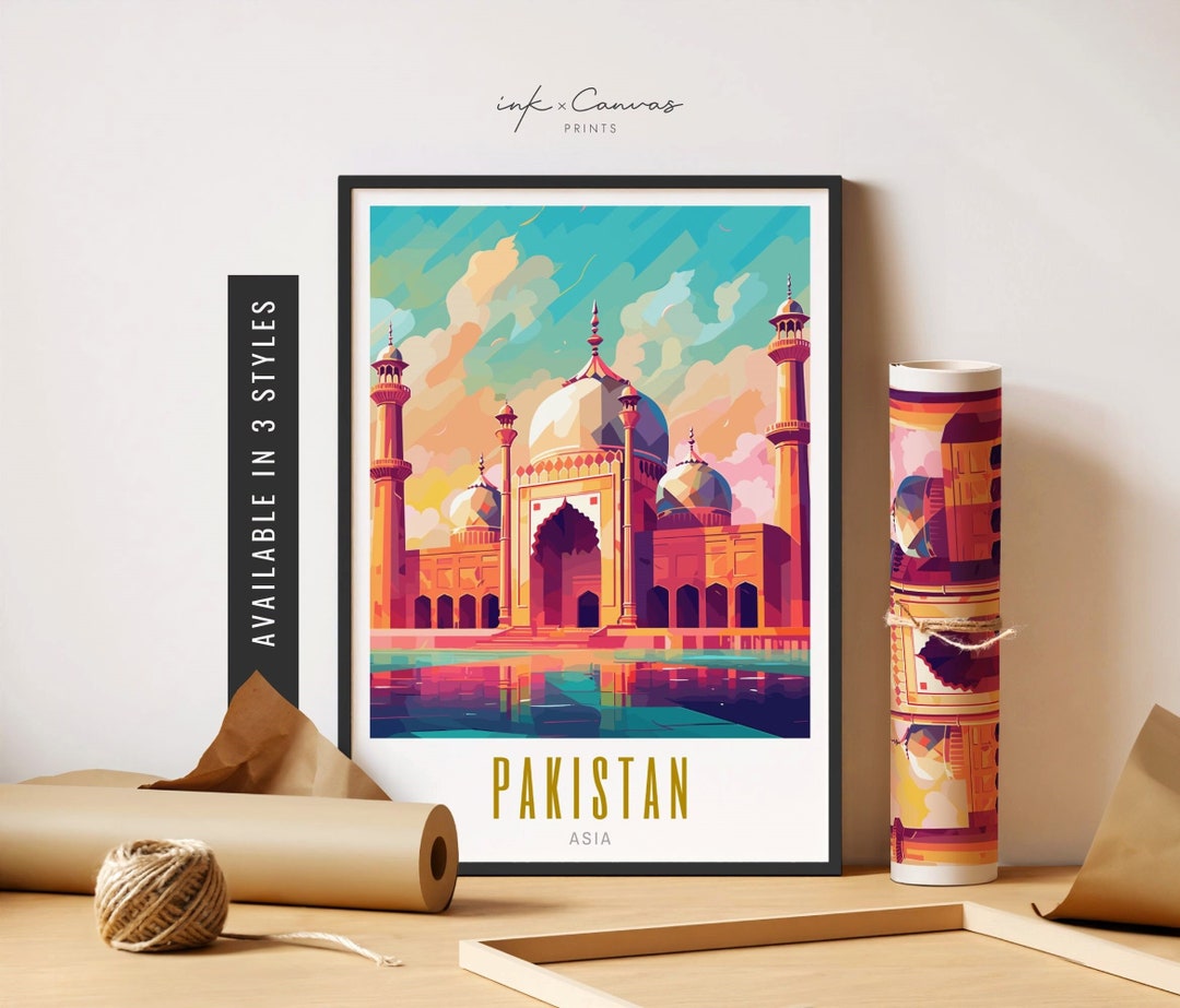 Badshahi Mosque Print Pakistan Wall Art Pakistani Art South Asian Art ...