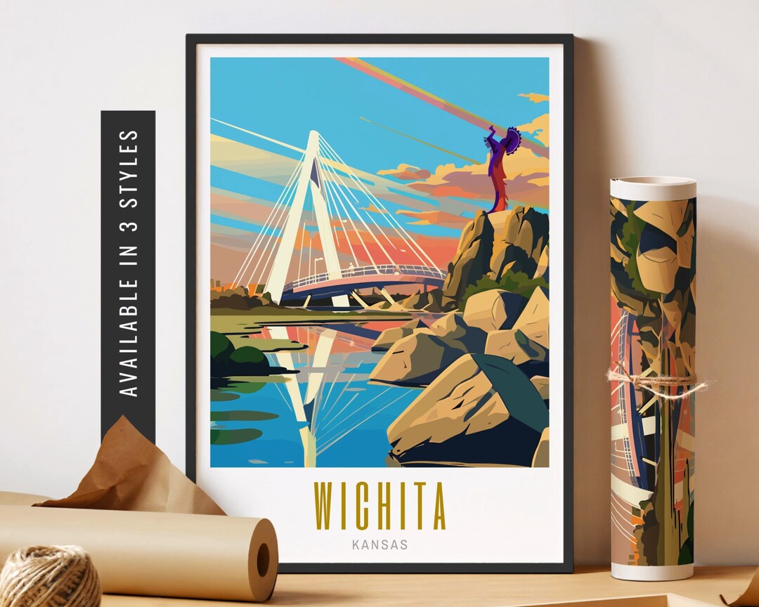 Wichita Kansas Art Print Keeper of the Plains Wichita KS Print Retro ...