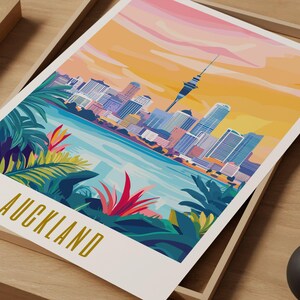 Auckland New Zealand Travel Poster Retro Destination Art Print North ...