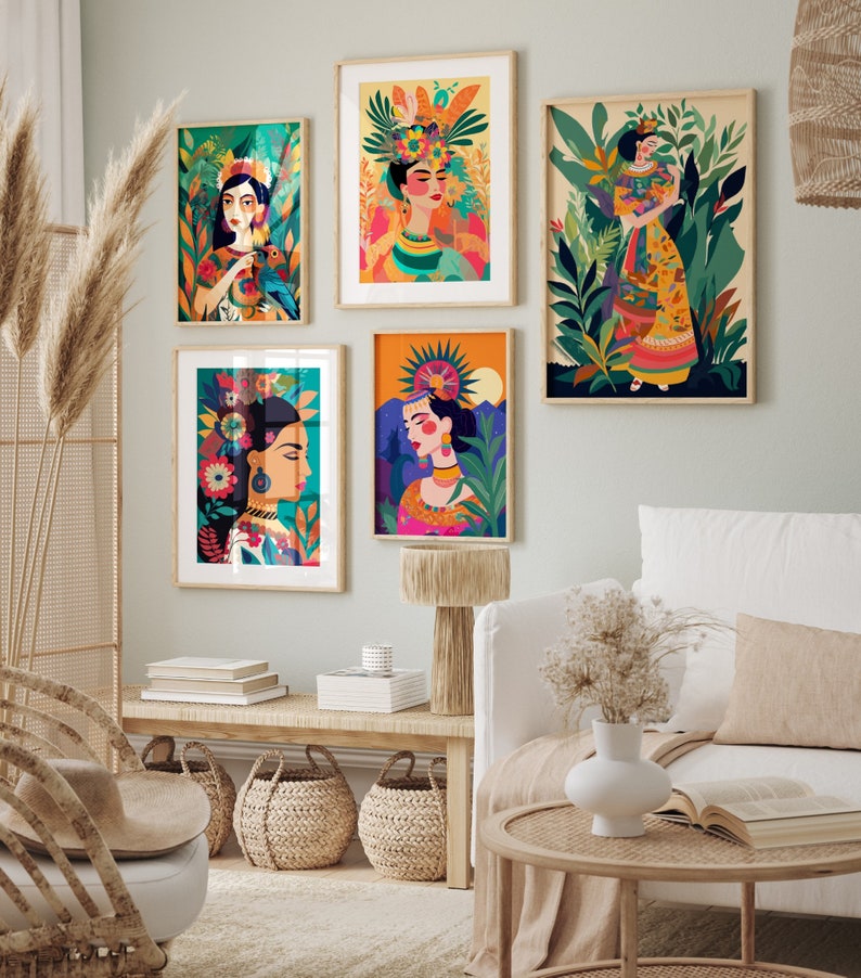 Maximalist Wall Art Set of 6 Digital Prints Latinas Naive Art - Etsy