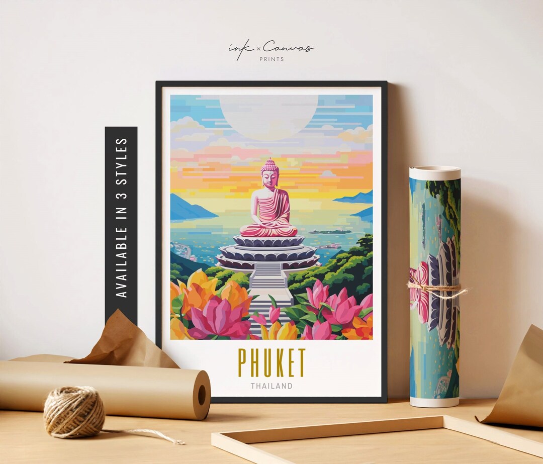 Phuket Travel Poster Thailand Wall Art Big Buddha Phuket Poster ...