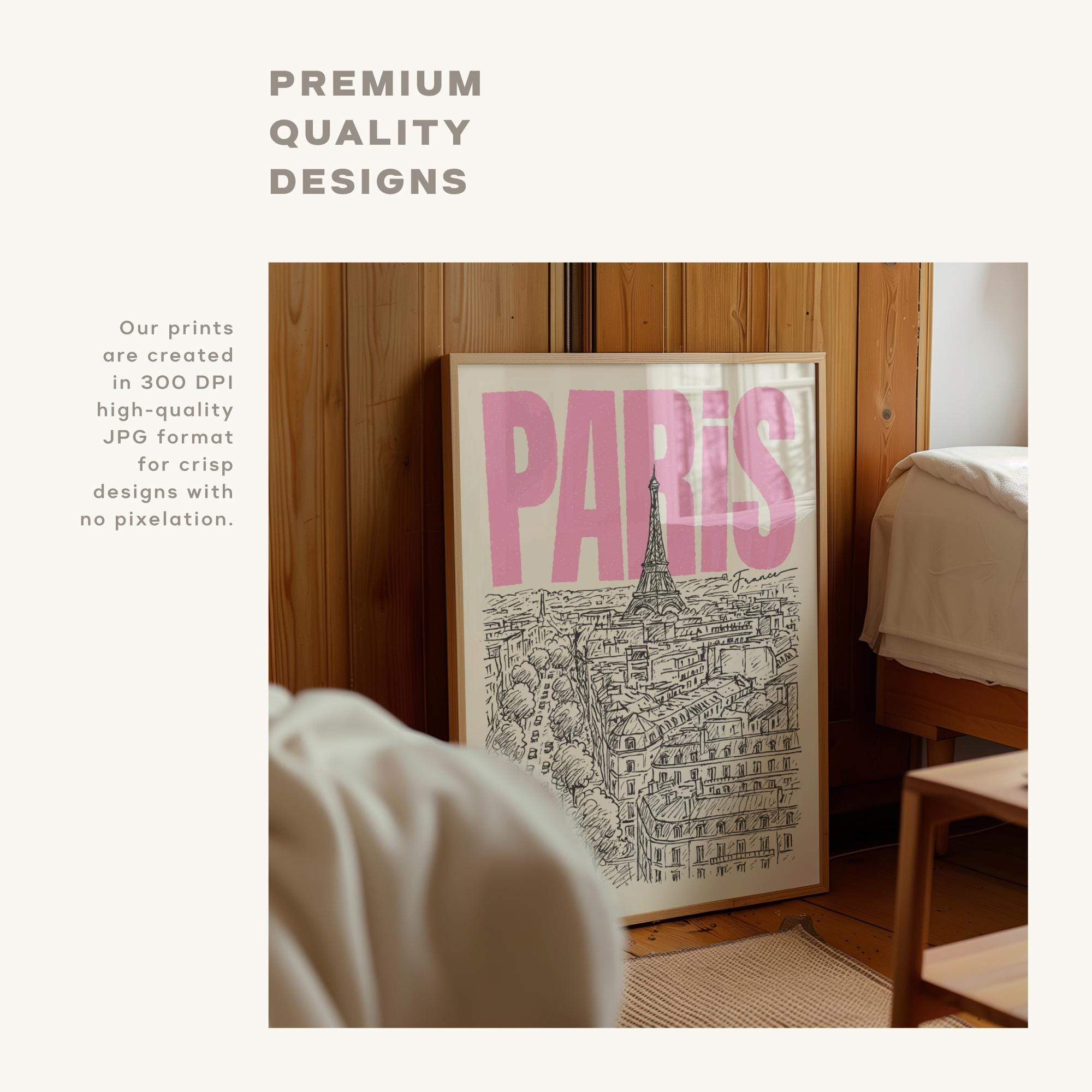 Paris France Art Print | Retro Travel Poster Art | Boho Minimalist ...