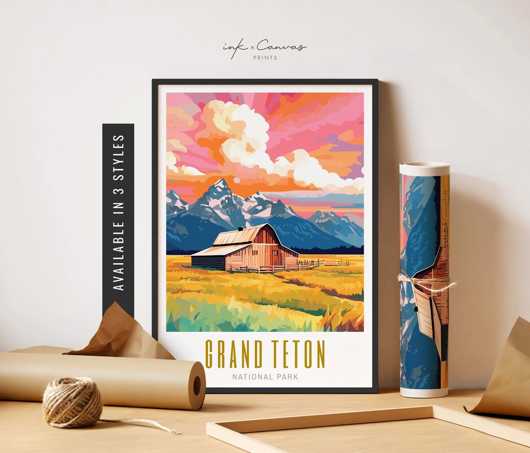 Grand Teton National Park Poster Grand Teton Wall Art Teton Mountain ...