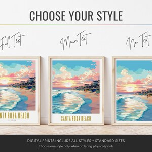 Santa Rosa Beach Florida Print Beach Landscape Wall Art Retro City ...