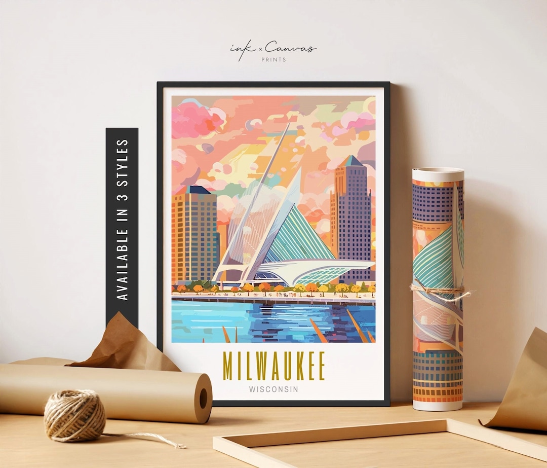 Milwaukee Poster Retro Travel Poster Art Milwaukee Wisconsin Print ...