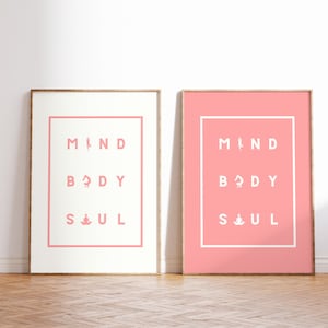 Mind Body Soul Poster Set of 6 Digital Prints Yoga Studio Wall Decor ...