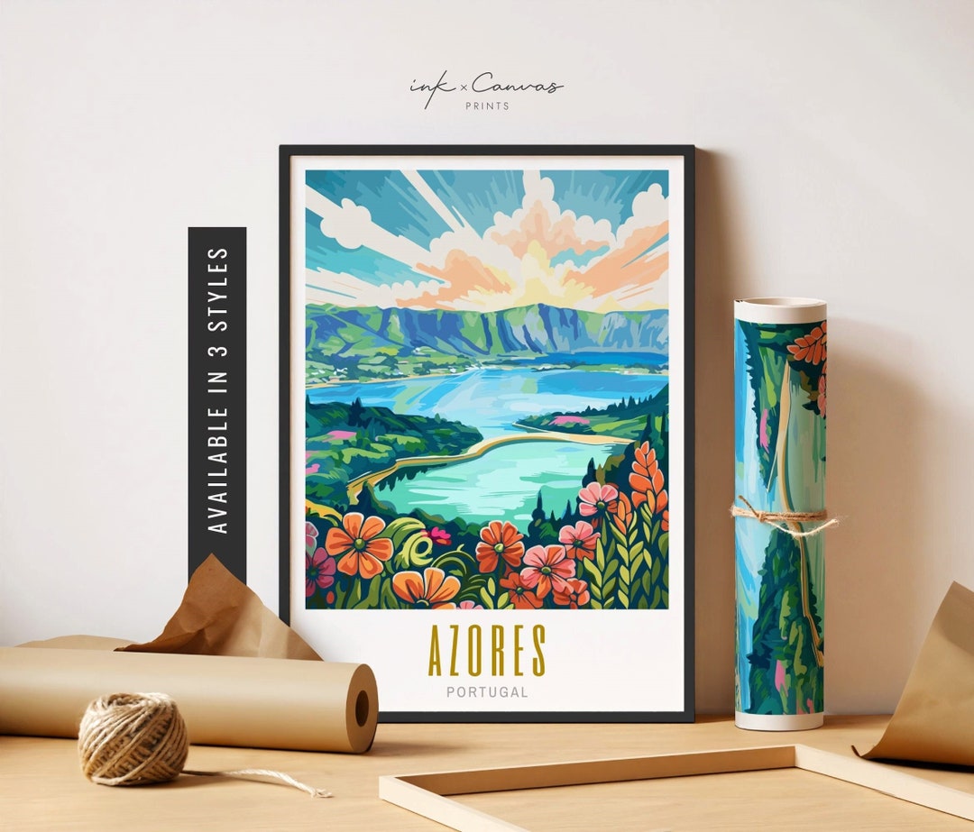 Azores Poster Portugal Art Print Sao Miguel Azores Print Portugal ...