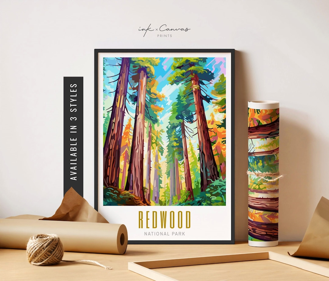 Redwood National Park Poster Redwood Forest California Redwood Tree ...