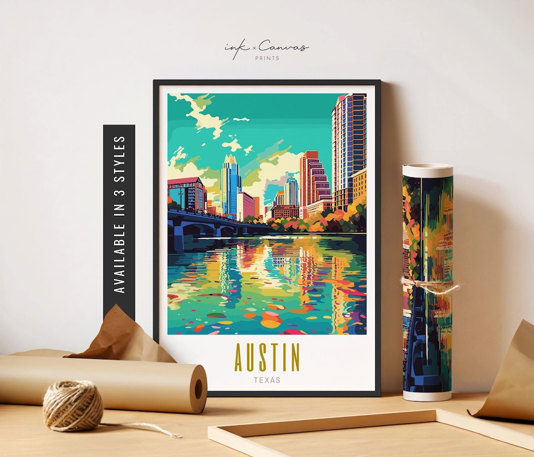 Austin Texas Print Austin TX Art Print Retro US Cities Prints Austin ...