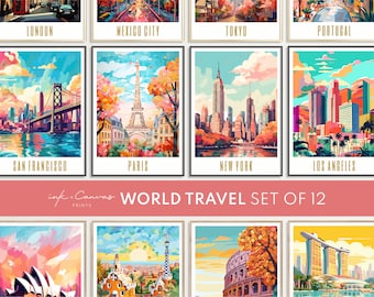 Watercolor Travel Prints Touristic Gallery Set Vacation City - Etsy