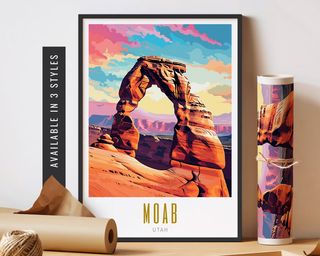 Moab Utah Art Print Arches National Park Moab Poster Travel Destination ...