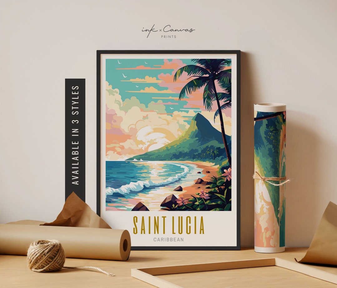 St. Lucia Print Caribbean Art Saint Lucia Print Beach Sunset Art St ...