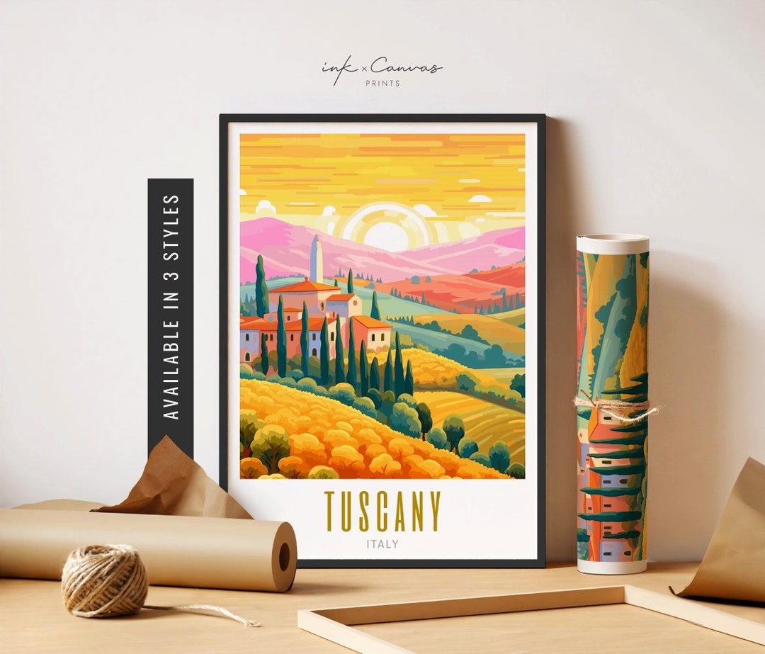 Tuscany Italy Print Retro Tuscany Print Tuscan Decor European Cities ...