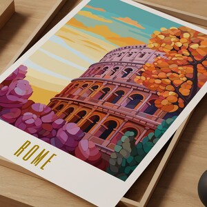 Colosseum Rome Travel Poster Rome Italy Print Ancient Rome Poster Retro ...