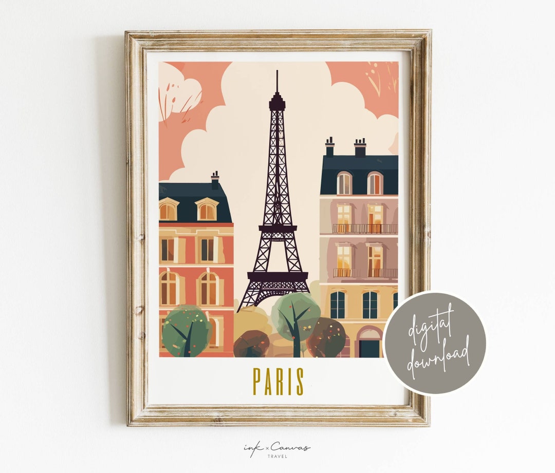 Paris Travel Poster Paris Print Eiffel Tower Wall Art Vintage Prints ...