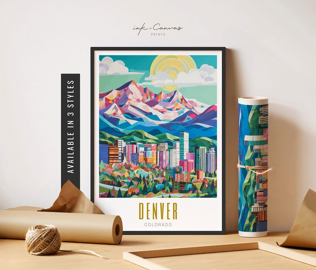 Denver Travel Poster Denver Colorado Print Rocky Mountains Art Denver ...