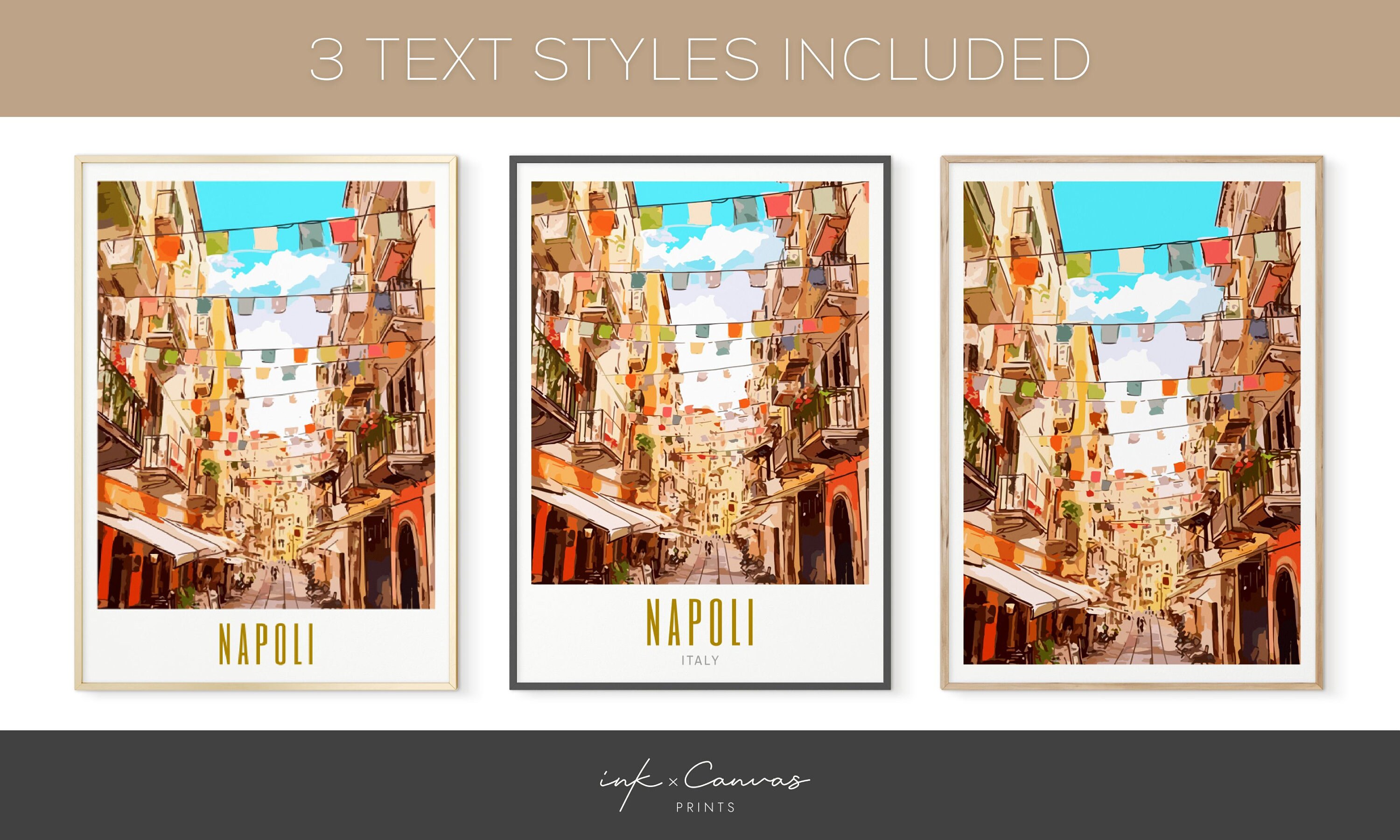 Napoli Travel Poster Naples Italy Poster Maximal Decor Mid - Etsy
