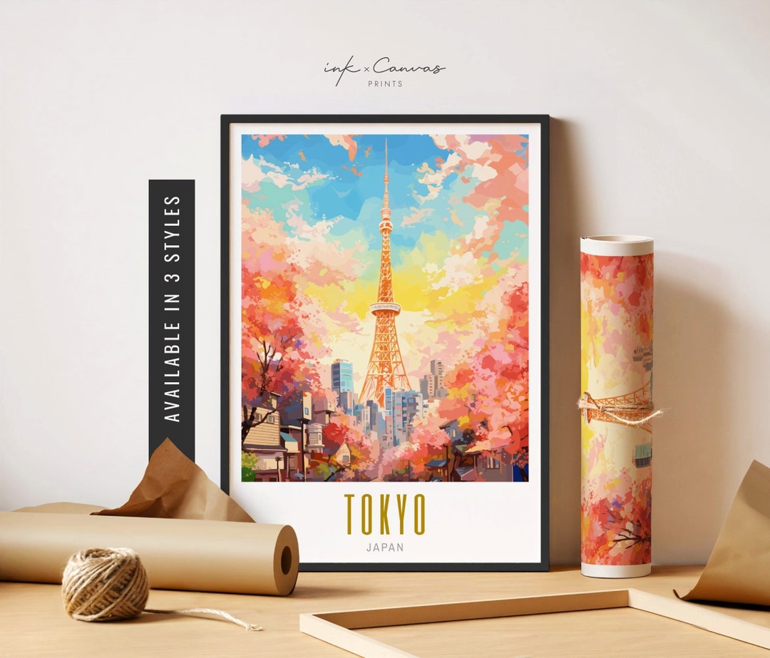 Tokyo Travel Poster Japan Travel Print Tokyo Poster Cherry Blossom Art ...