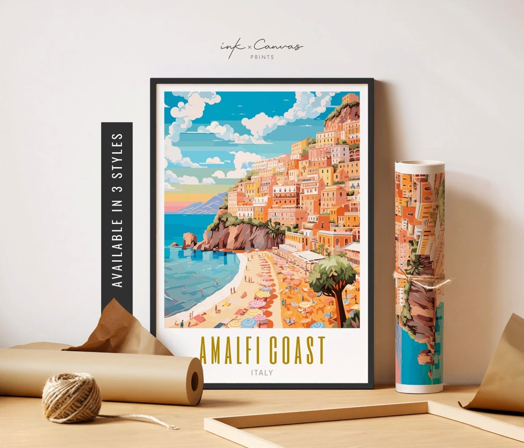 Amalfi Coast Print Eclectic Wall Art Amalfi Coast Travel Poster Amalfi Beach Print Amalfi Coast ...