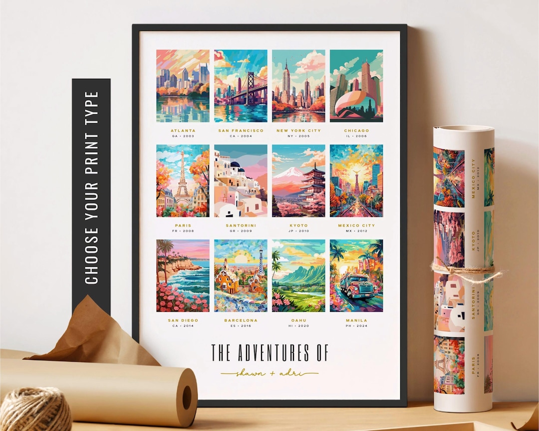 Personalized Travel Collage Wall Art Custom Travel Poster Collage ...
