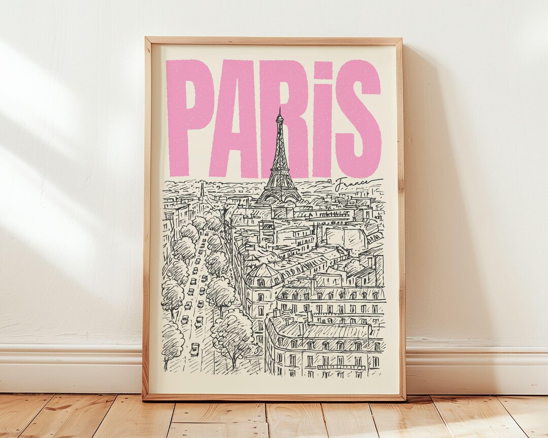 Paris France Art Print | Retro Travel Poster Art | Boho Minimalist ...