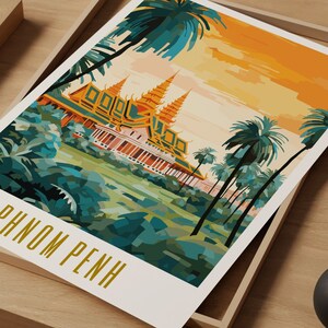 Phnom Penh Cambodia Poster Phnom Penh Royal Palace Art Cambodian Wall ...