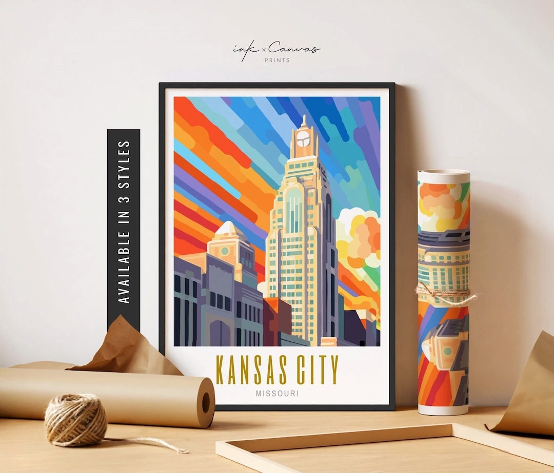 Kansas City Art Print Downtown Kansas City Skyline Printable Poster ...