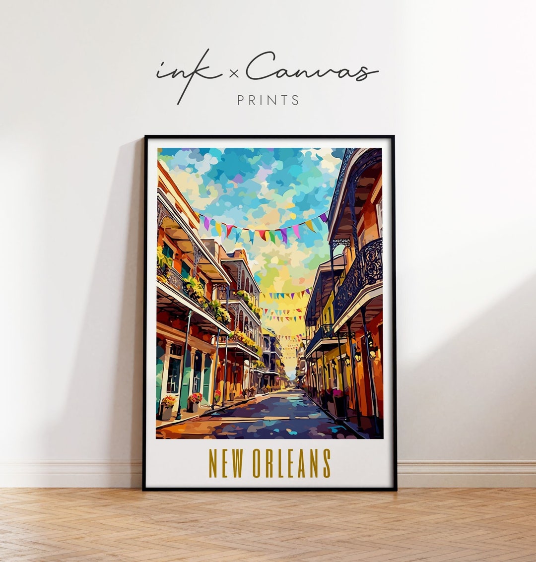 New Orleans Travel Poster NOLA Mardi Gras Print Bourbon Street ...