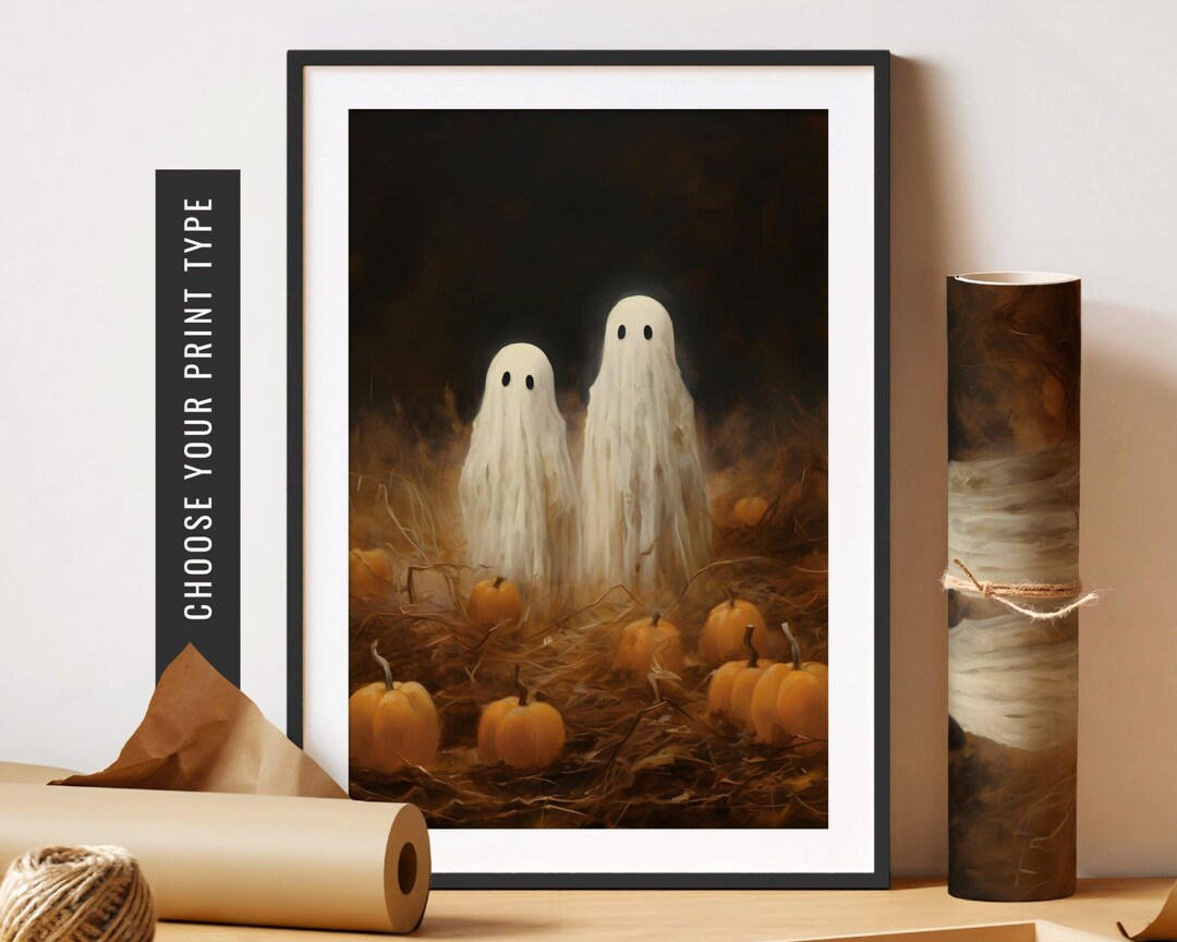 Halloween Wall Art Cute Ghosts Print Vintage Halloween Decor Pumpkin ...