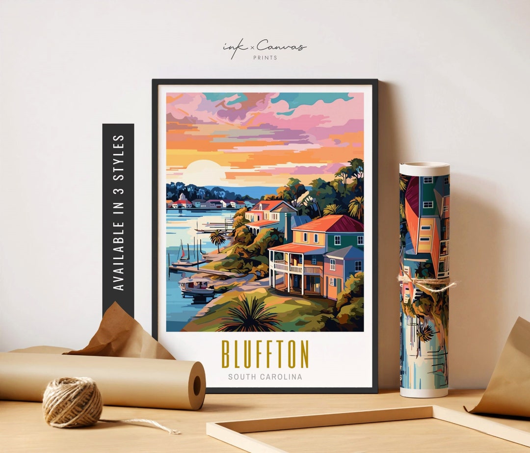 Bluffton South Carolina Art Print Bluffton SC Art Travel Poster Custom ...
