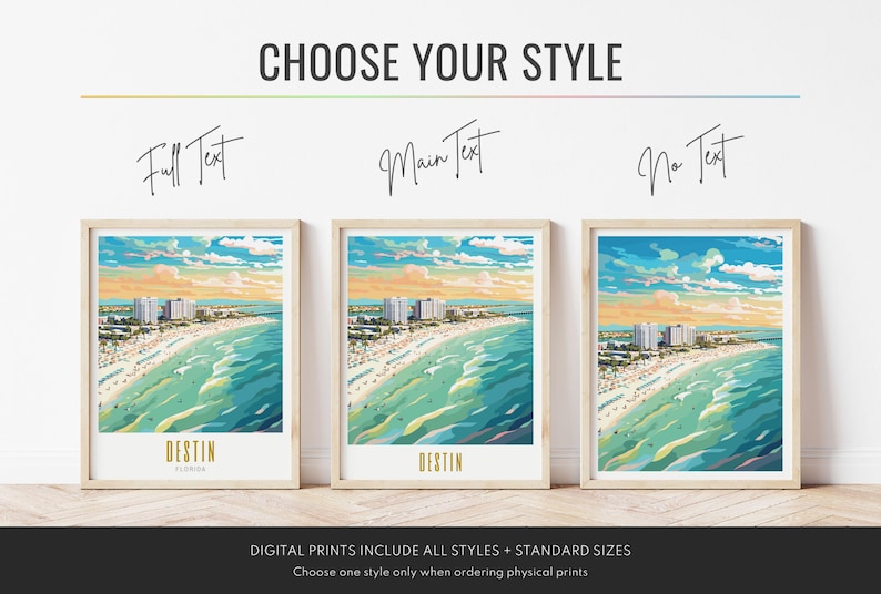Destin Florida Print Travel Souvenir Art Destin FL Poster Beach Decor ...