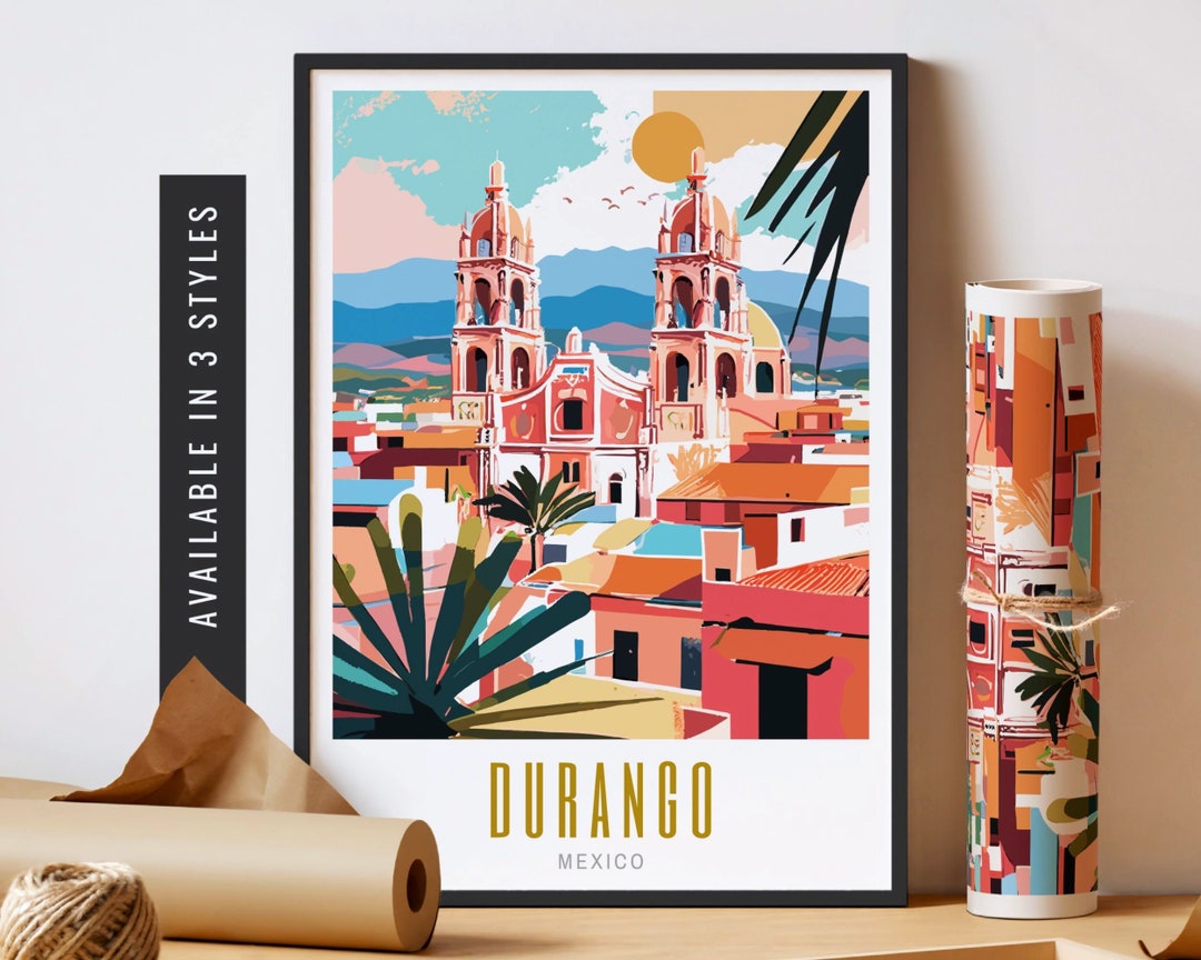 Durango Mexico Art Print Mexican Wall Art Durango MX Poster Latino Home ...