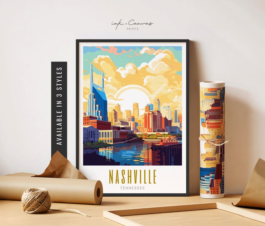 Nashville Print Modern Travel Poster Artwork of Nashville Tennessee ...