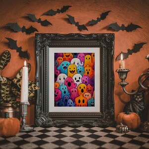 Halloween Wall Art Cute Ghosts Print Colorful 90s Halloween Decor ...