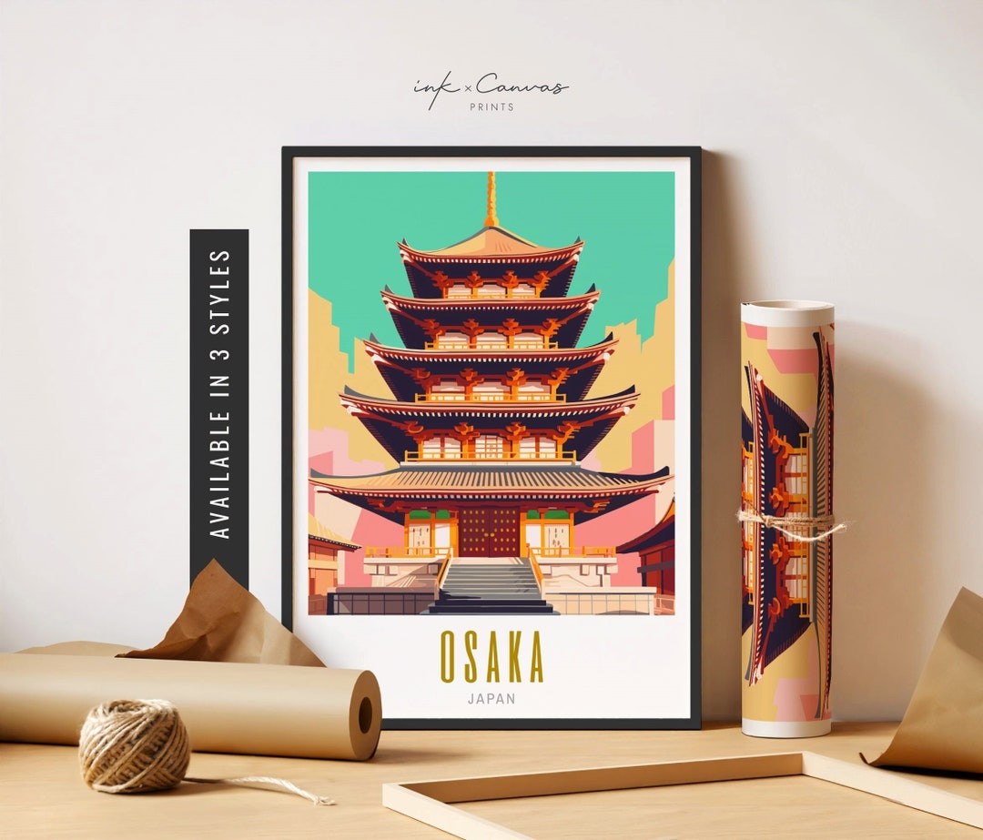 Osaka Japan Art Print Osaka Travel Poster Osaka Wall Art Retro Japanese ...