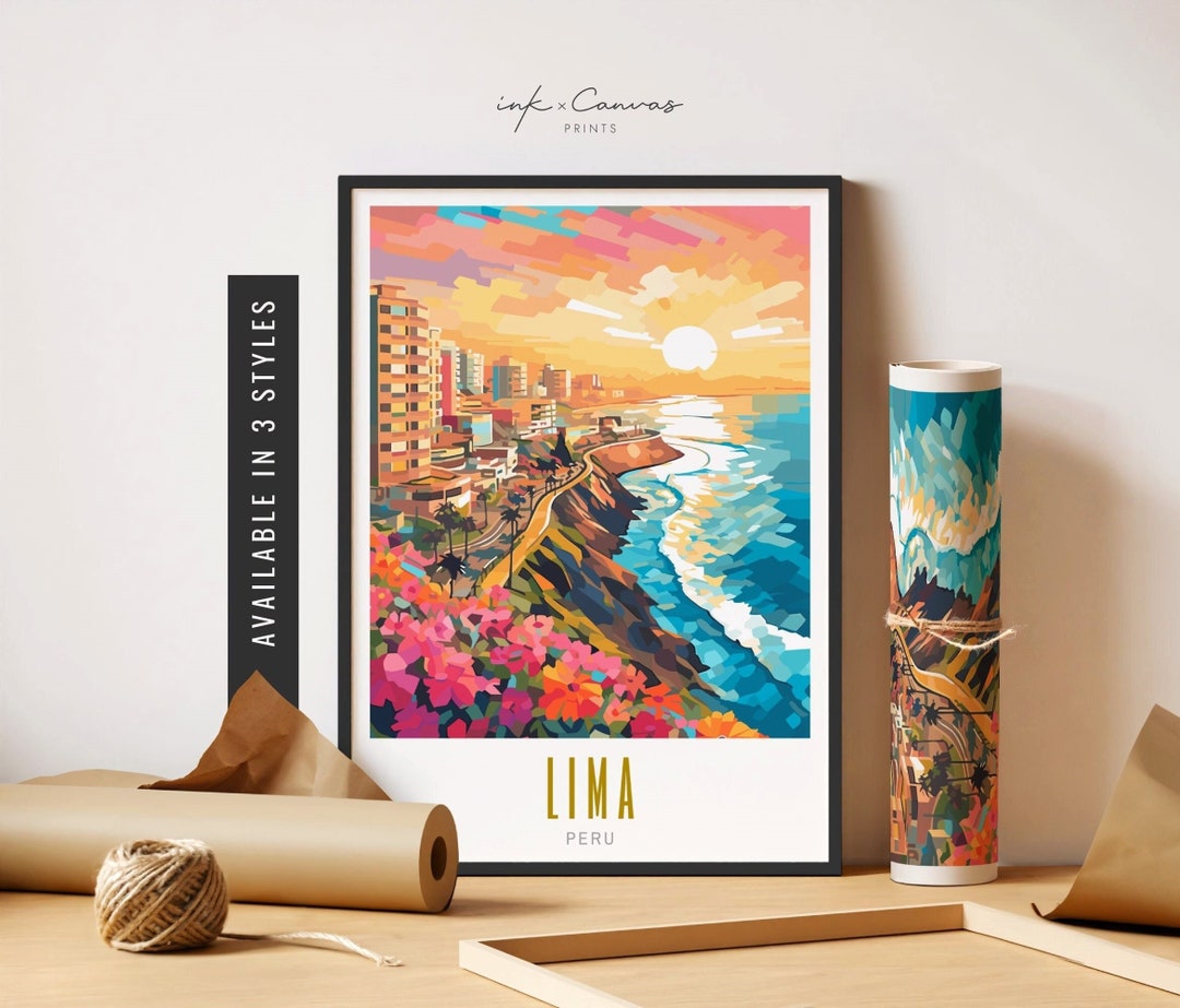 Lima Peru Art Print Miraflores Lima Poster Peruvian Wall Art Retro ...